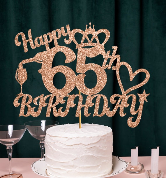 Gold 65th Birthday Cakes Two Tier Drum Birthday Cake