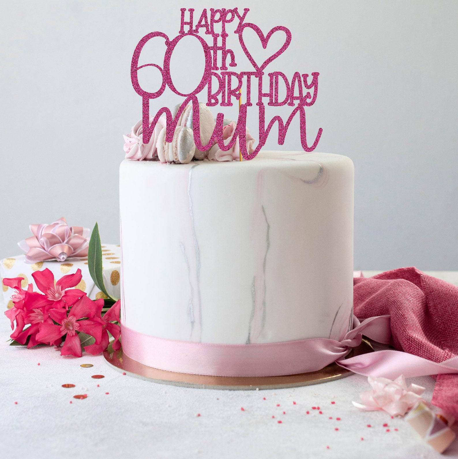 Happy 60th birthday mum Glitter Cake Topper for 60th Birthday | Etsy
