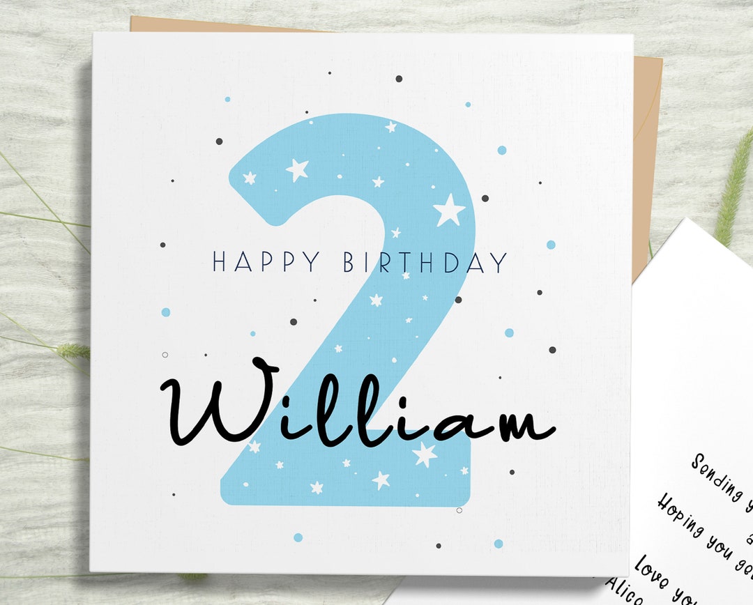 2nd Birthday Card Boy, Personalised Second Birthday Card, Cute Birthday ...