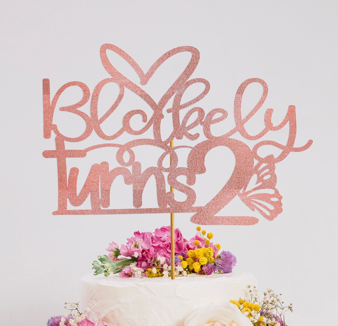 Turns Two Cake Topper, 2nd Birthday Cake Topper, Second Birthday ...
