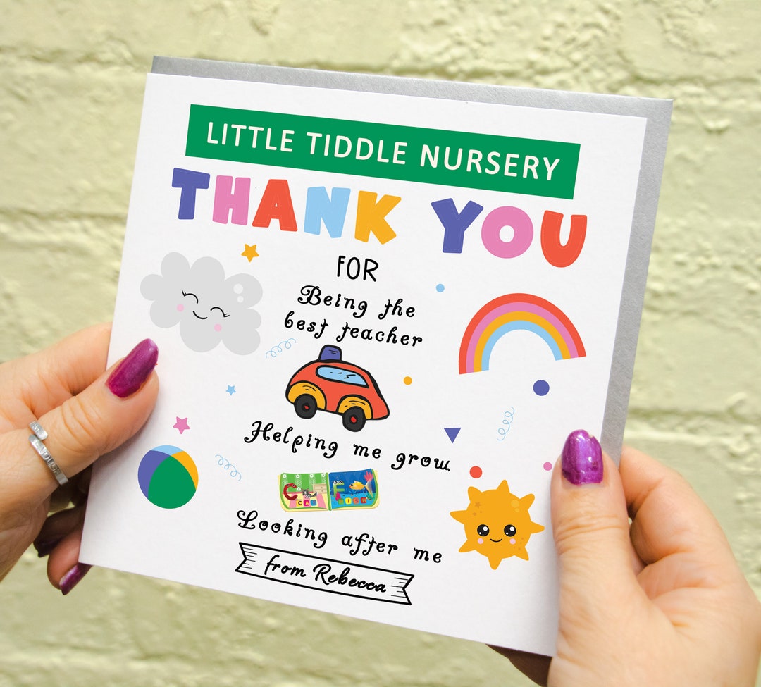 Personalised Teacher and Nursery Thank You Card, School and Teacher ...