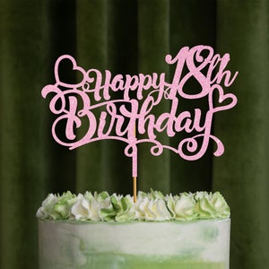 18th Birthday Cake Topper for Daughter, Sister, Niece, Friend, Glitter ...