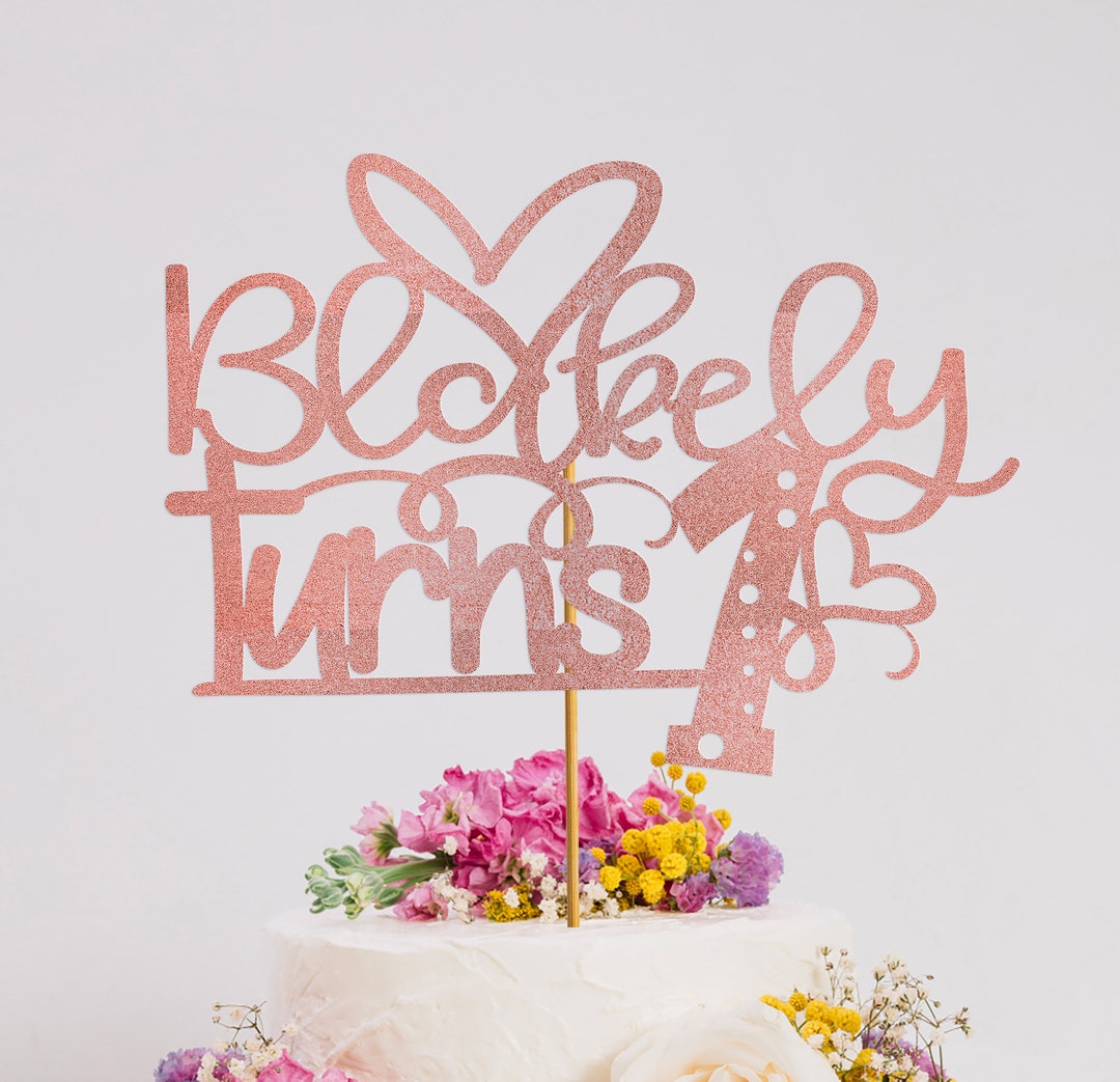 Turns One Glitter Cake Topper: First Birthday Decoration - Etsy