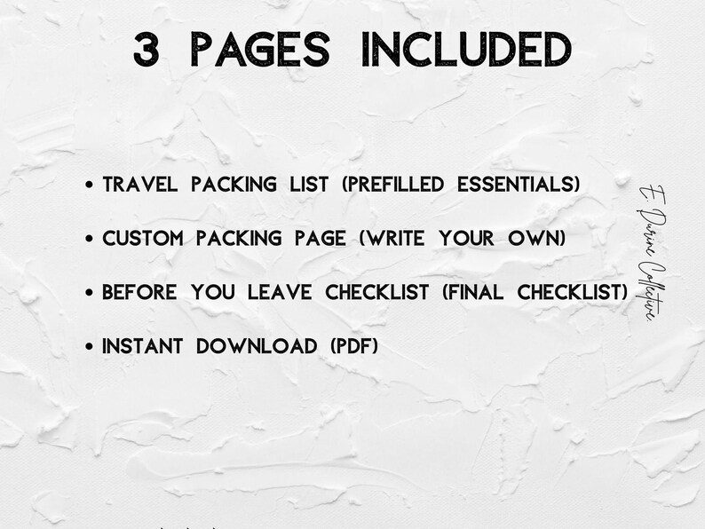 Travel Packing List Printable PDF, Minimalist Vacation Planner, Travel ...