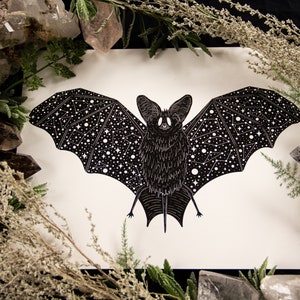 Cute Constellation Bat Art Print (8" X 10") "through the Night" - Etsy