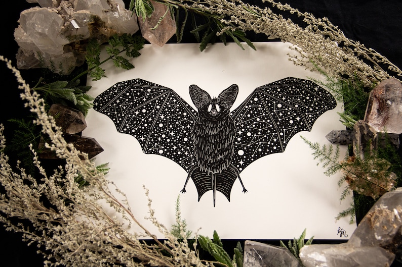 Cute Constellation Bat Art Print (8" X 10") "through the Night" - Etsy