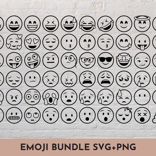 60 Emoji SVG PNG Bundle // Icons Social Media Print and - Etsy