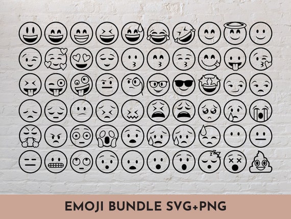 60 Emoji SVG PNG Bundle // Icons Social Media Print and - Etsy