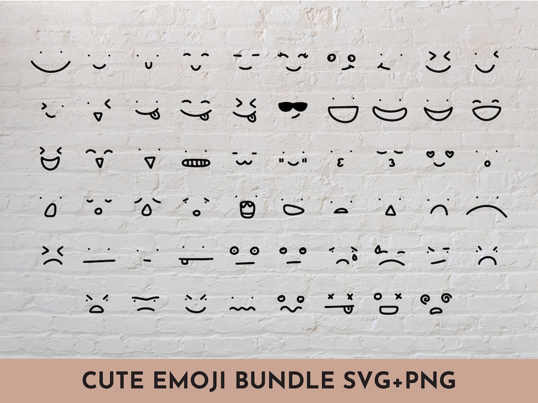 Emoji Smiley Faces Bundle 58 Hand-drawn Cute Emoticon Designs Digital ...