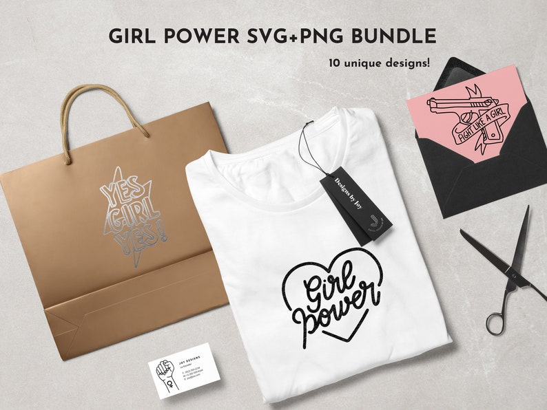 10 Girl Power Aesthetic SVG + PNG Bundle Illustrations // SVG Cut File ...