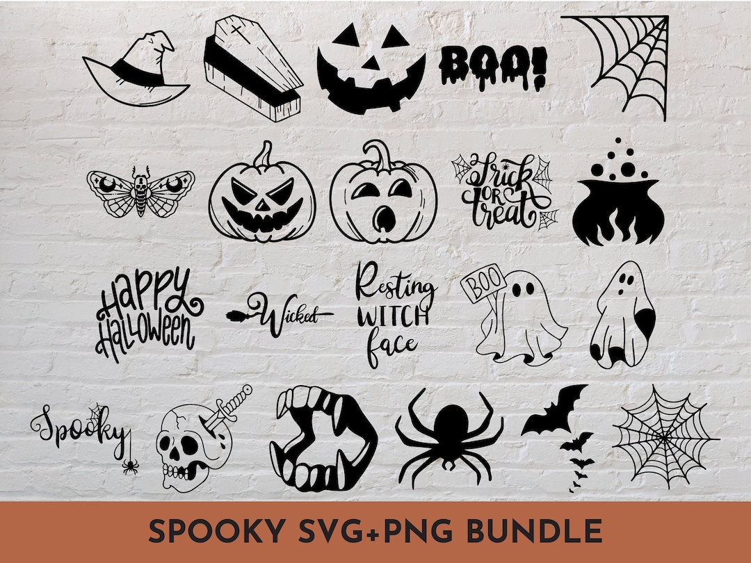 21 Spooky Halloween SVG + PNG Bundle Illustrations, Quotes // Icons ...