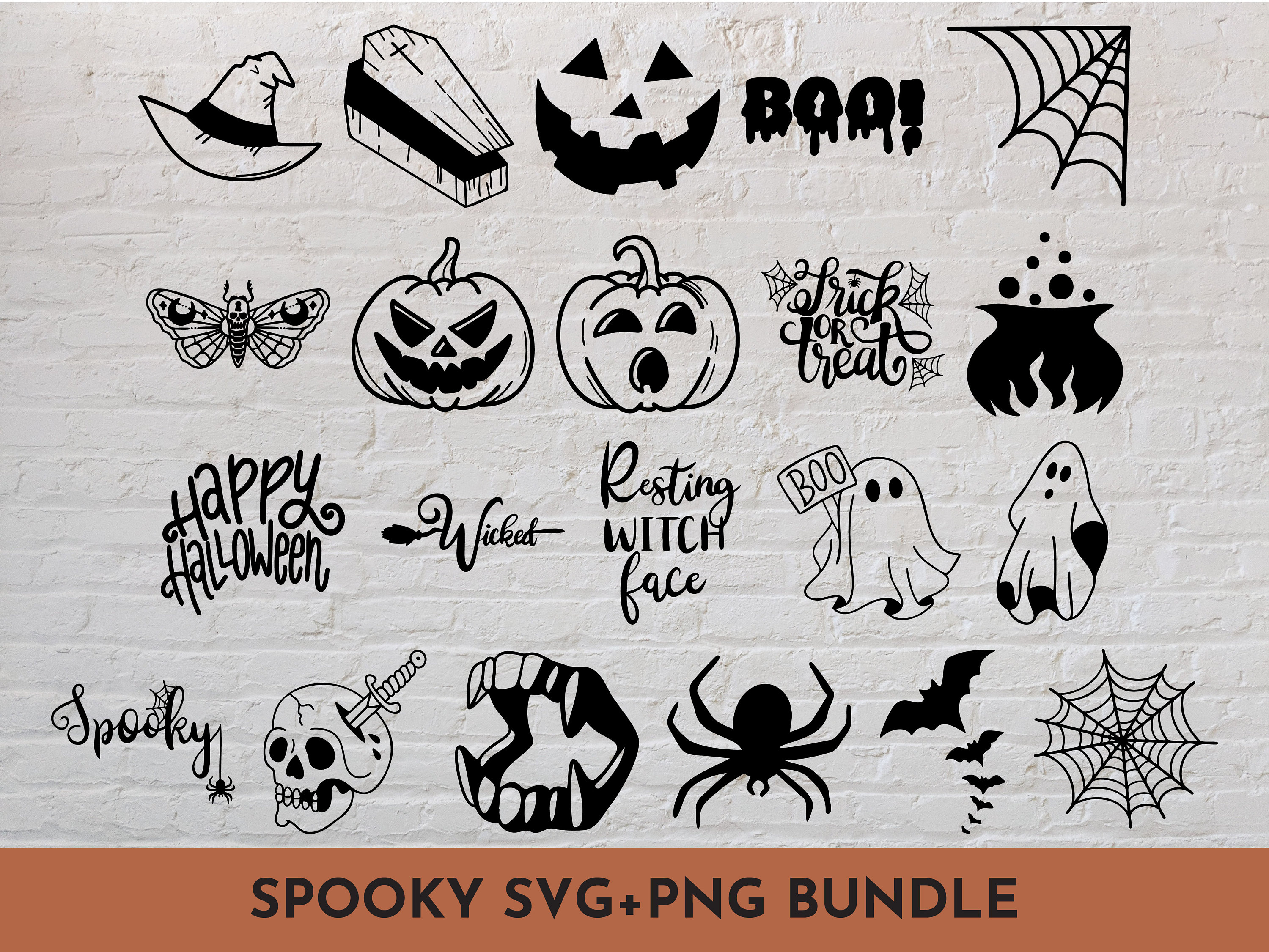 21 Spooky Halloween SVG PNG Bundle Illustrations Quotes // - Etsy