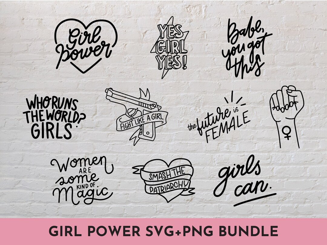 10 Girl Power Aesthetic SVG + PNG Bundle Illustrations // SVG Cut File ...