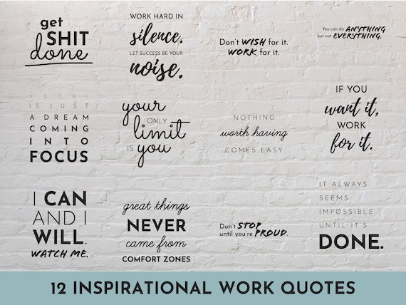 Inspirational Work Quote SVG PNG Bundle // SVG Cut File for | Etsy