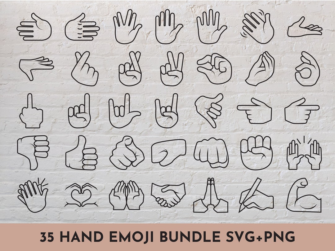 35 Hand Sign Emoji SVG + PNG Bundle // Icons, Social Media, Print and ...