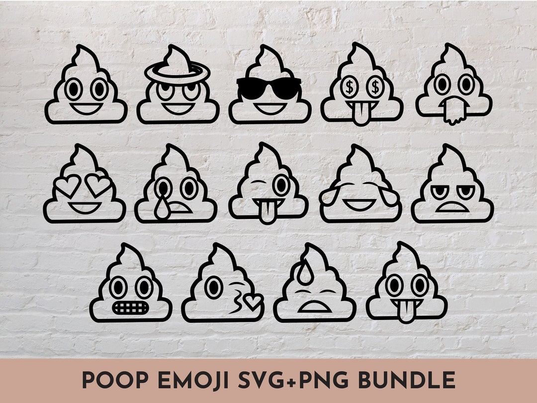14 Poop Emoji SVG + PNG Bundle // Icons, Social Media, Print and ...