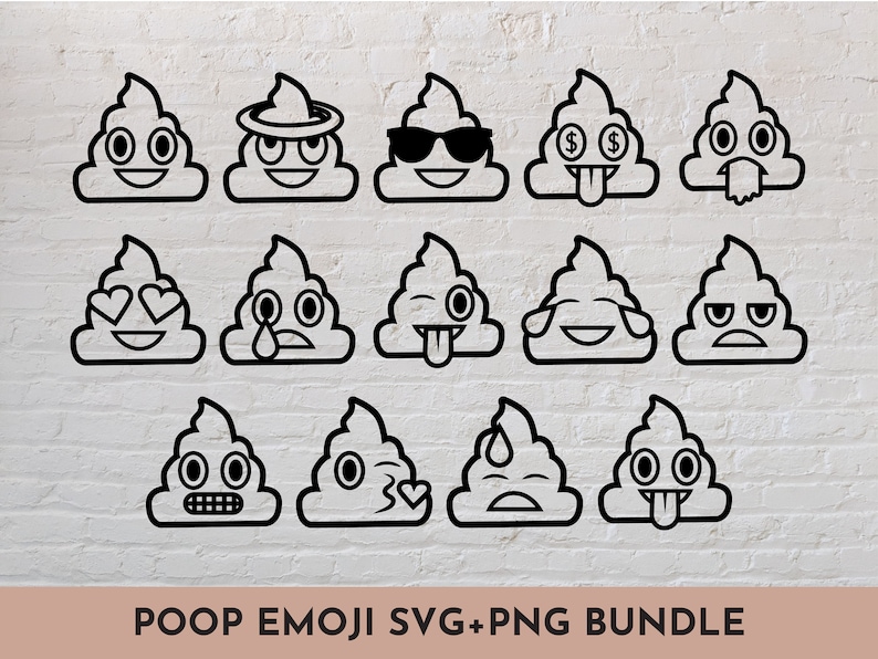 14 Poop Emoji SVG + PNG Bundle // Icons, Social Media, Print and ...