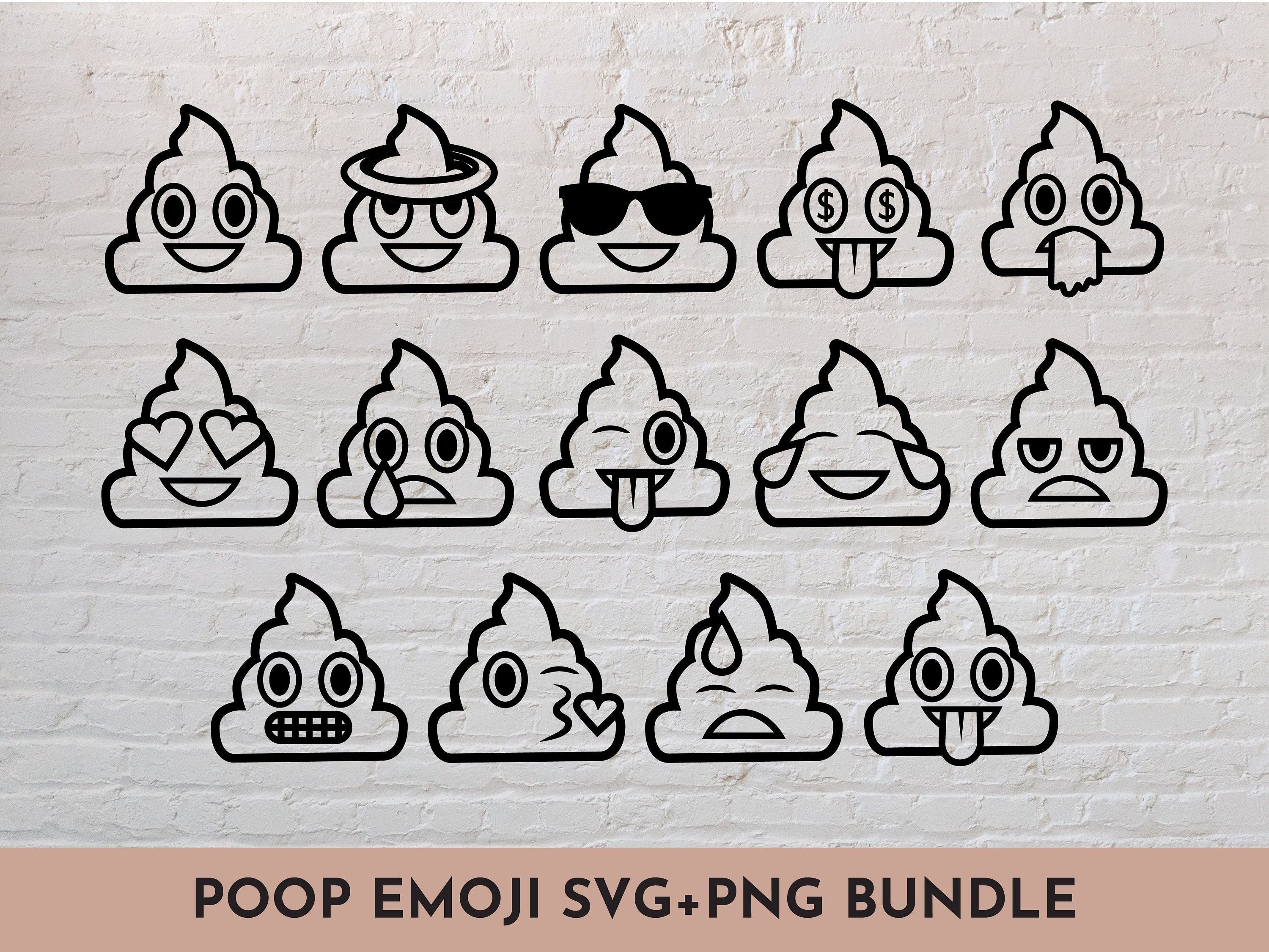 14 Poop Emoji SVG + PNG Bundle // Icons, Social Media, Print and ...