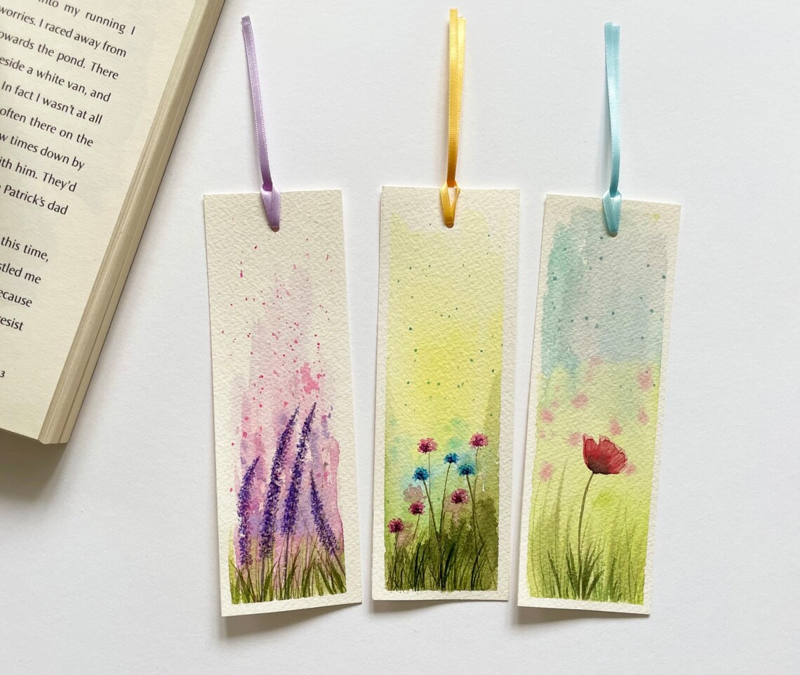 Set of 3 Hand Painted Original Bookmarks, Colourful Bookmarks, Gift for ...