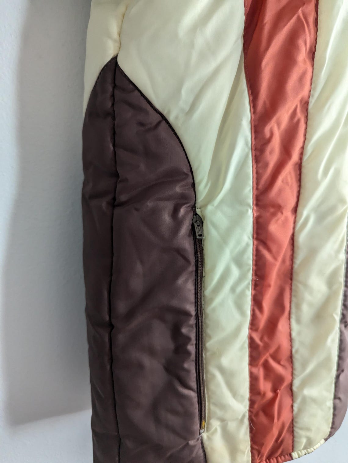 Vintage Vanderbilt Ski Jacket Brown Cream Rust Convertible Coat Zipper ...