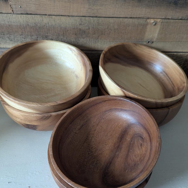Vintage Acacia Bowls - Etsy