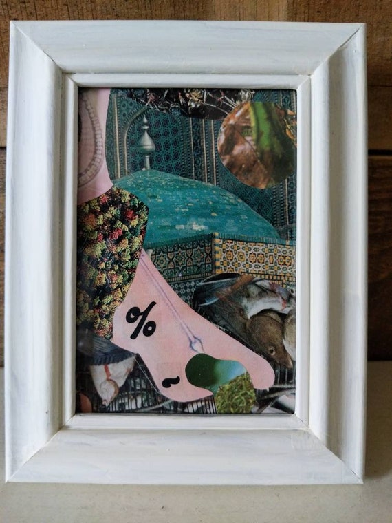 Vintage Paper Collage Original Art Wall Art Shelf Decor Small | Etsy