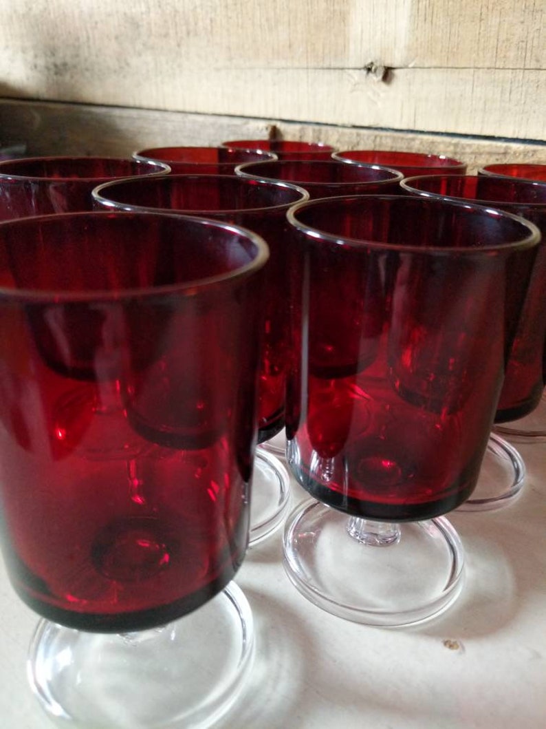 Mid Century Modern Luminarc Cavalier Ruby Red Glassware Set of Ten - Etsy