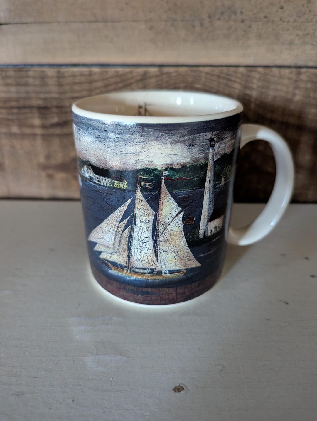 American Seaside Primitive Collector Mug Ellen Stouffer Painting ...