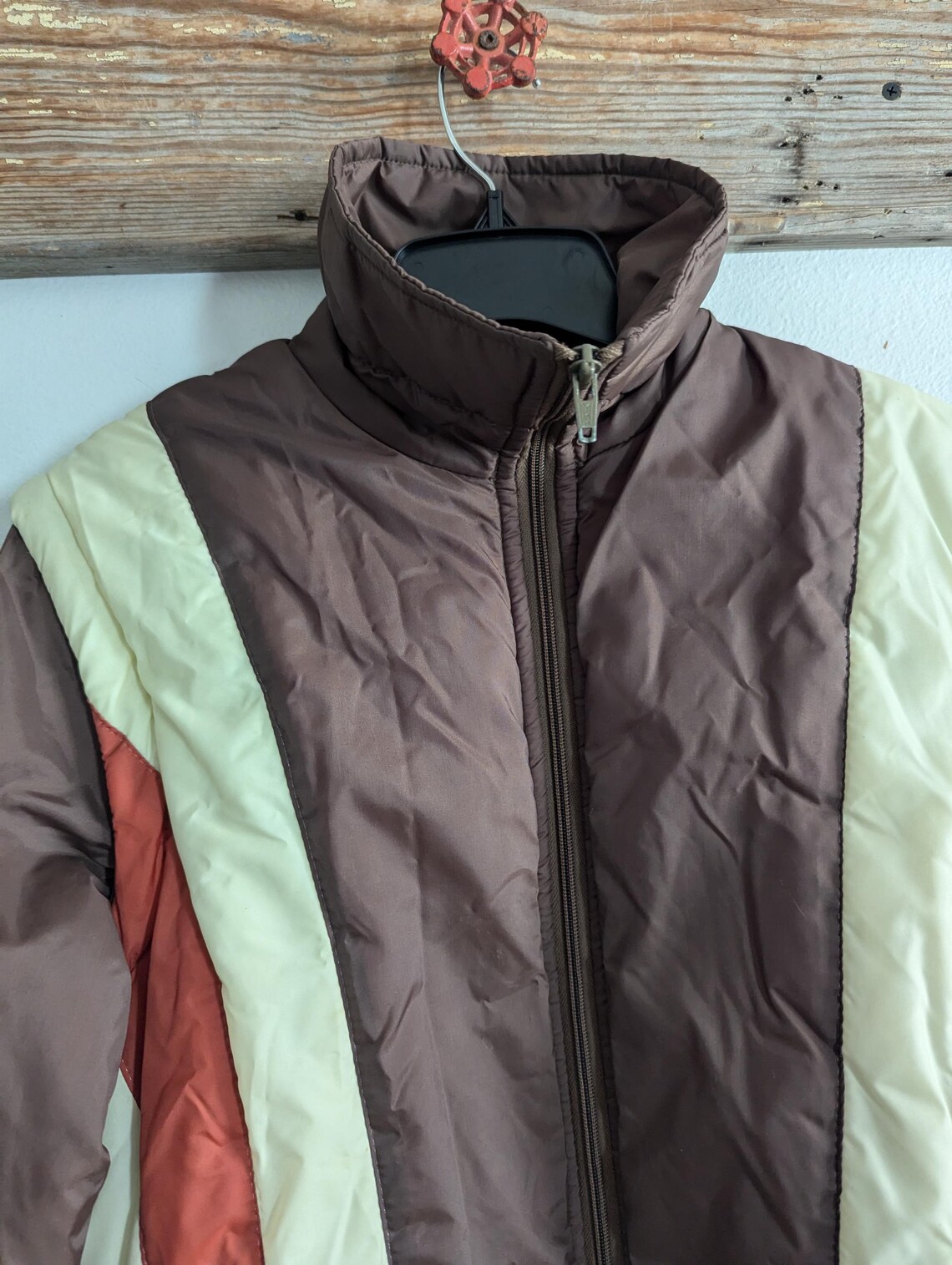 Vintage Vanderbilt Ski Jacket Brown Cream Rust Convertible Coat Zipper ...