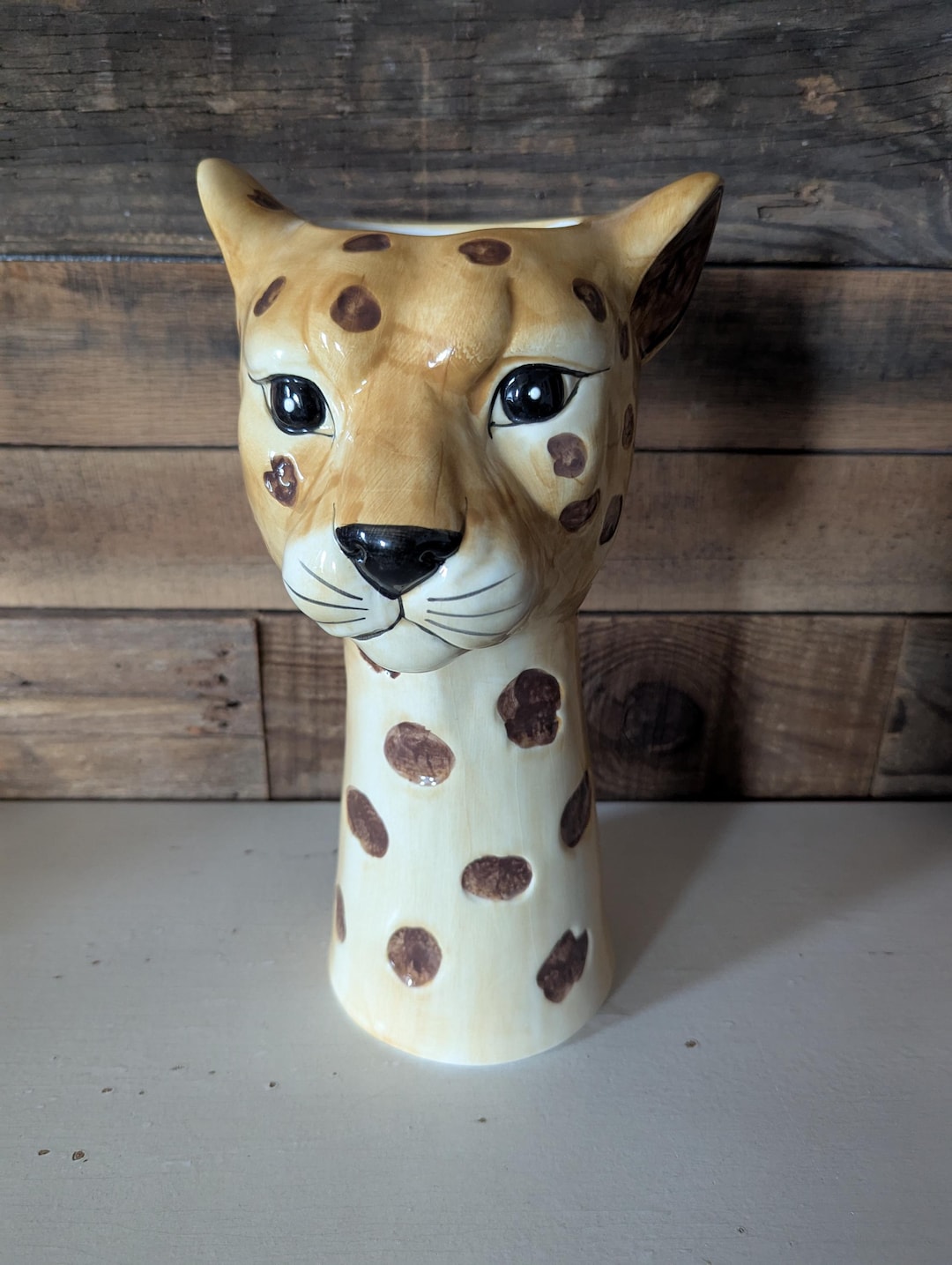 Cheetah Head Vase Large Ceramic Vase Big Cat Cheetah Leopard - Etsy