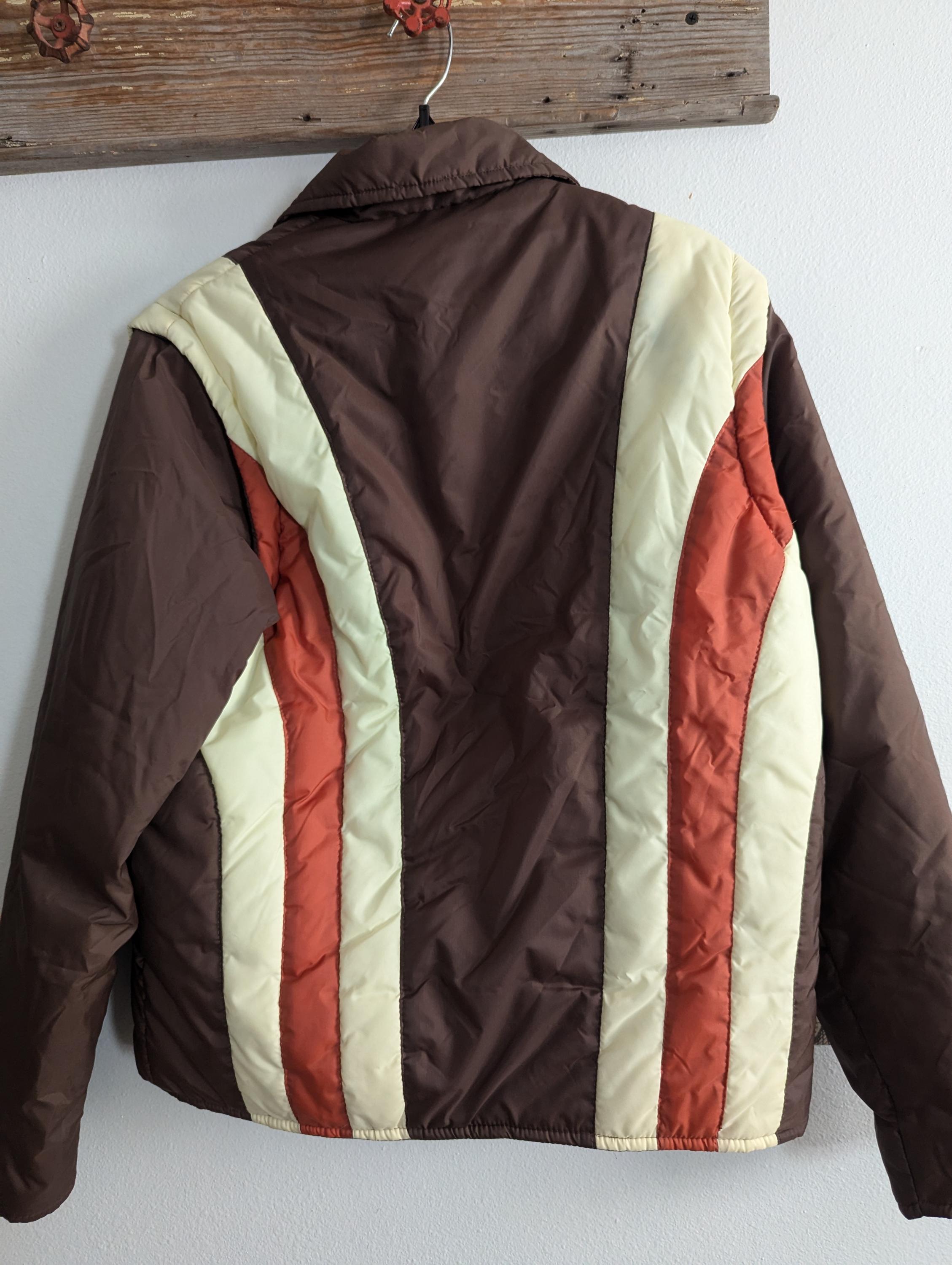 Vintage Vanderbilt Ski Jacket Brown Cream Rust Convertible Coat Zipper ...
