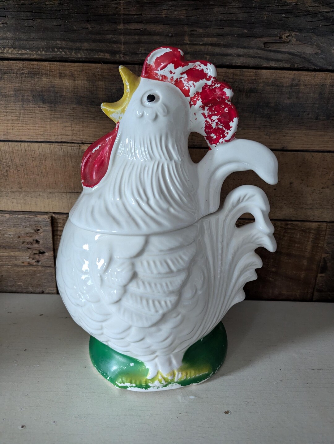 Antique Rooster Cookie Jar Rare Vintage Chicken Kitchen Decor - Etsy