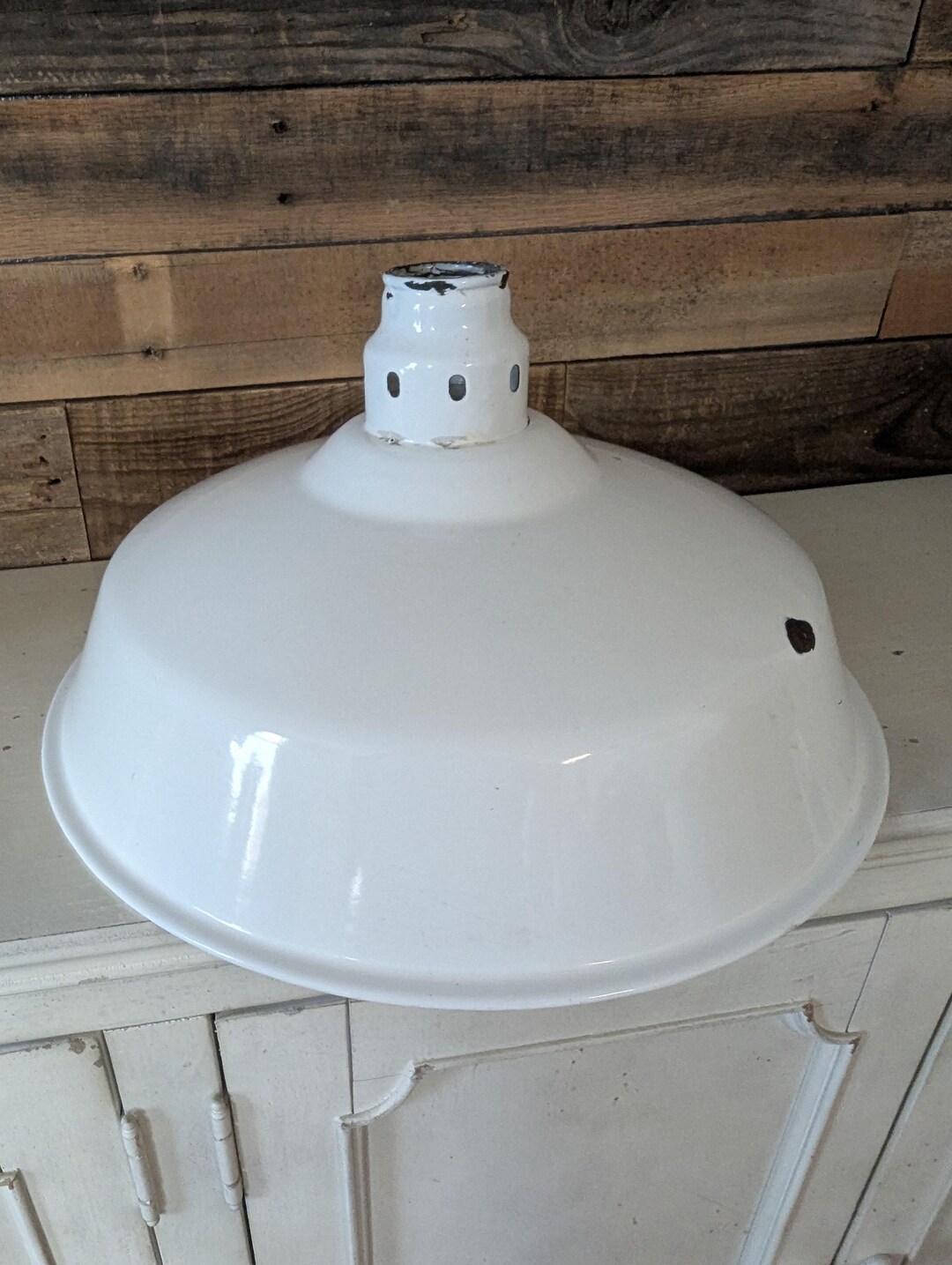 White Enamel Light Shade Barn Lamp Shade Vintage Rustic Industrial ...