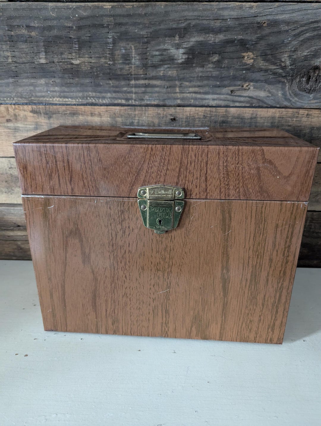 Portafile Wood Look Metal File Box With Key Vintage Office Storage - Etsy