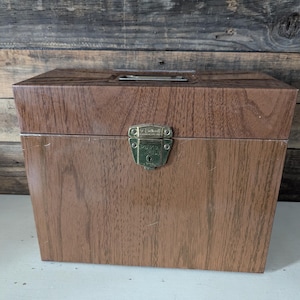 Portafile Wood Look Metal File Box With Key Vintage Office Storage - Etsy