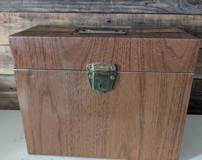 Portafile Wood Look Metal File Box With Key Vintage Office Storage - Etsy