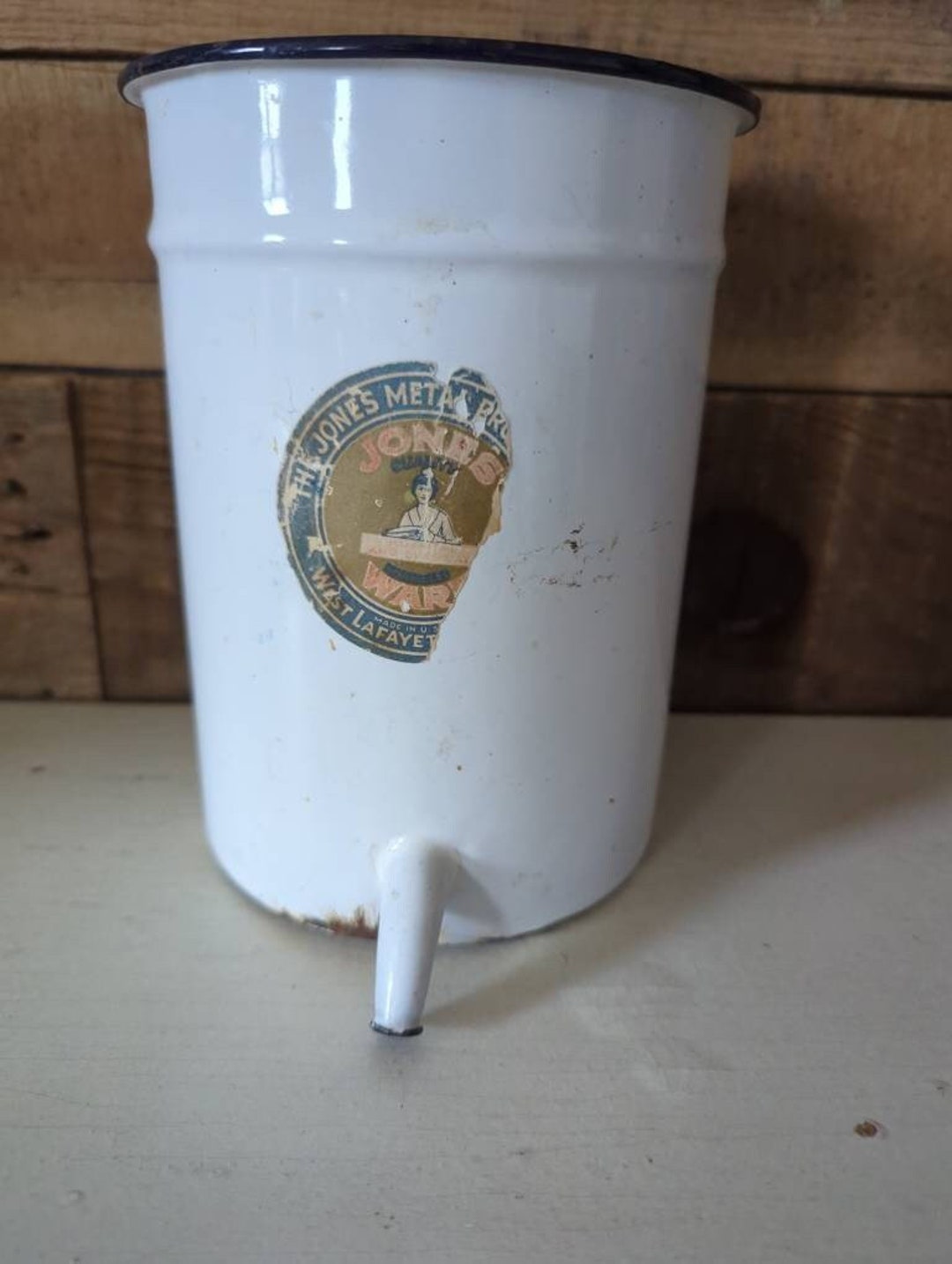 Antique Enamel Medical Irrigator Jones Metal White and Black - Etsy