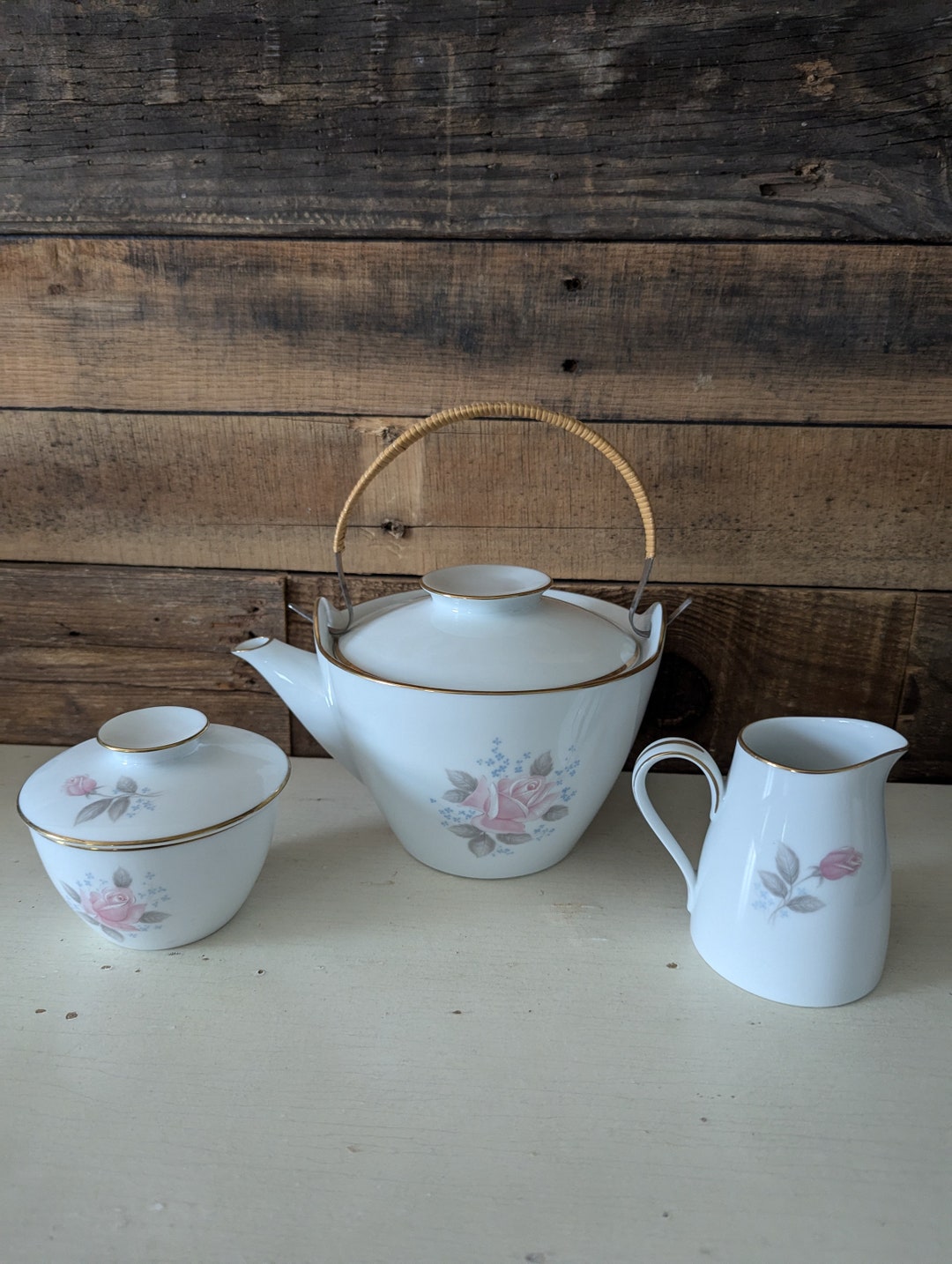 Noritake Roseville Tea Set Tea Pot, Creamer, and Sugar Bowl - Etsy