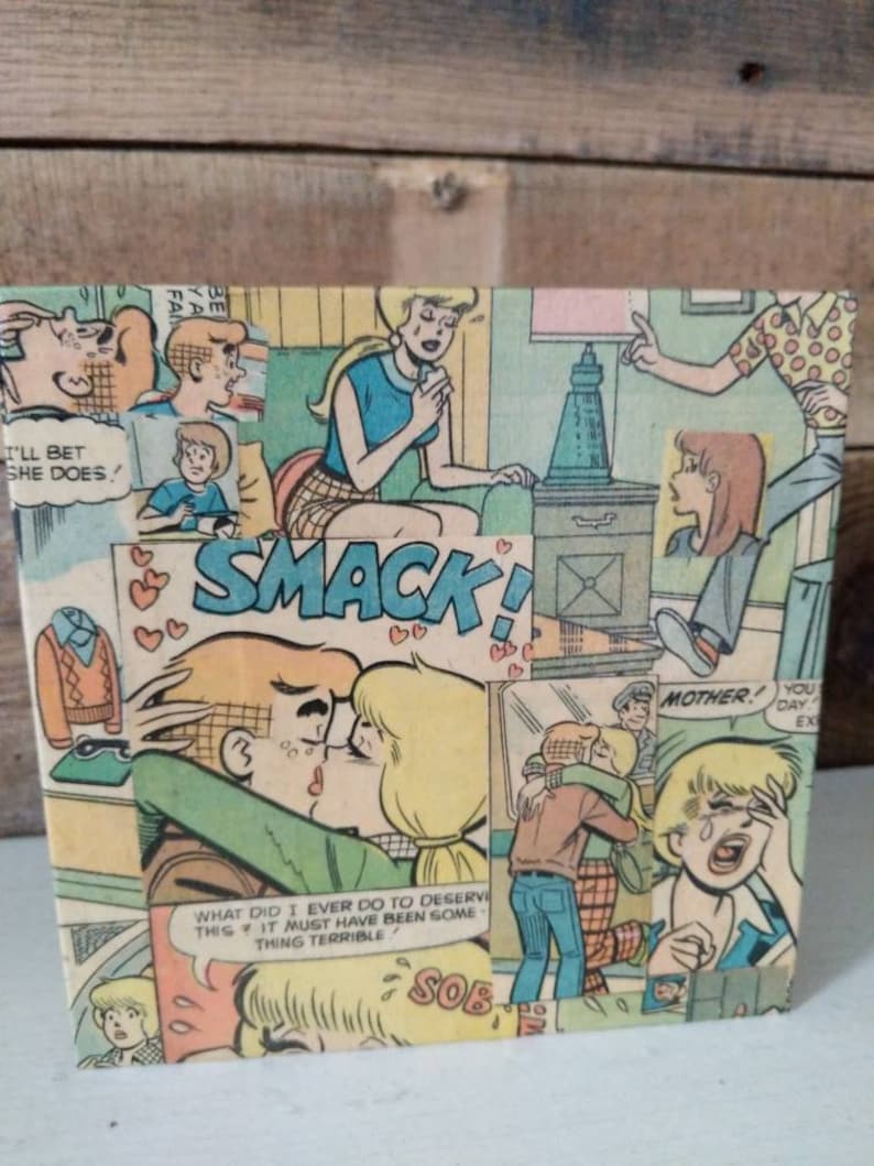 Vintage Comic Collage Archie Comics Art Wood Block Home Decor - Etsy
