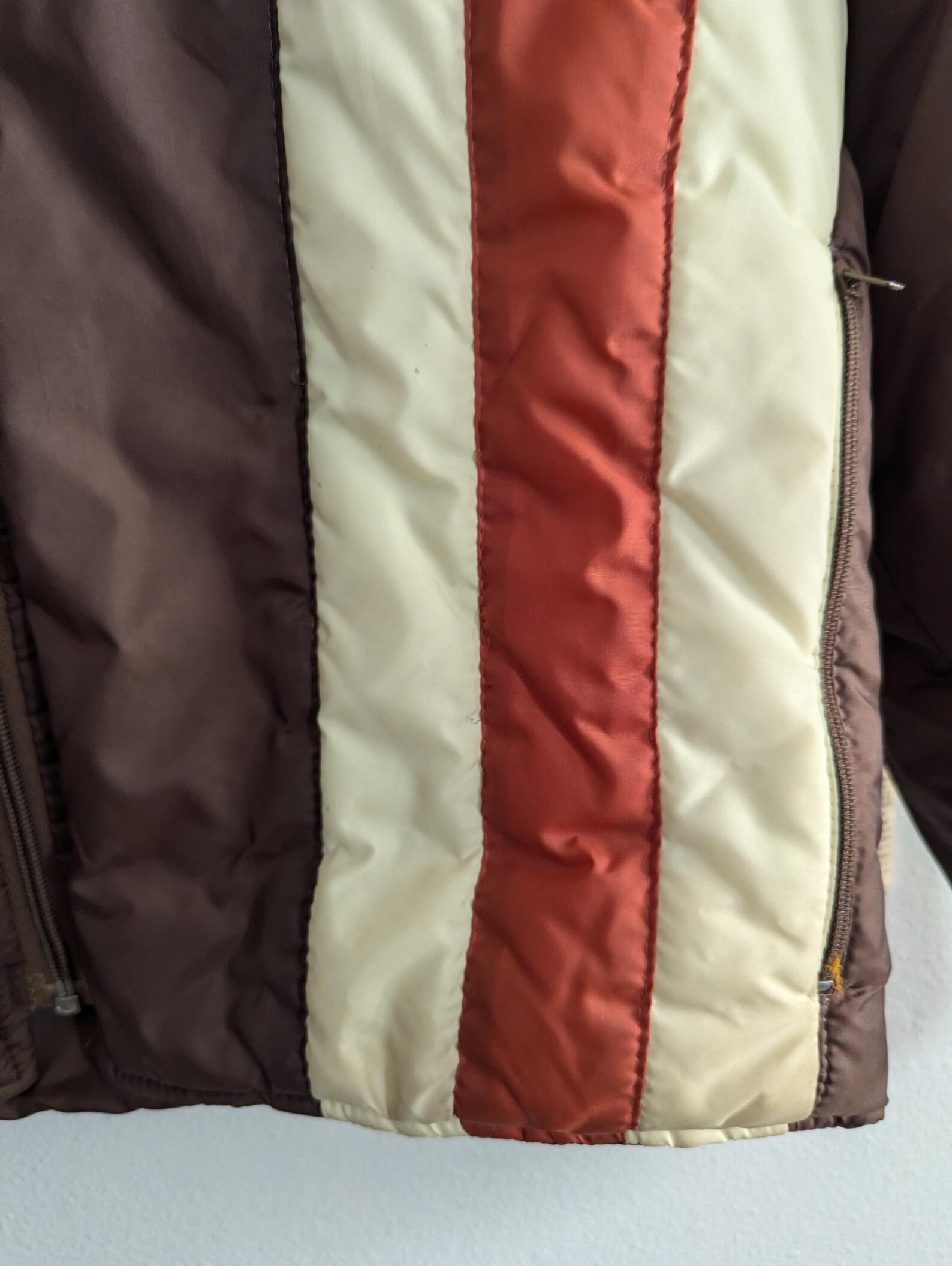 Vintage Vanderbilt Ski Jacket Brown Cream Rust Convertible Coat Zipper ...