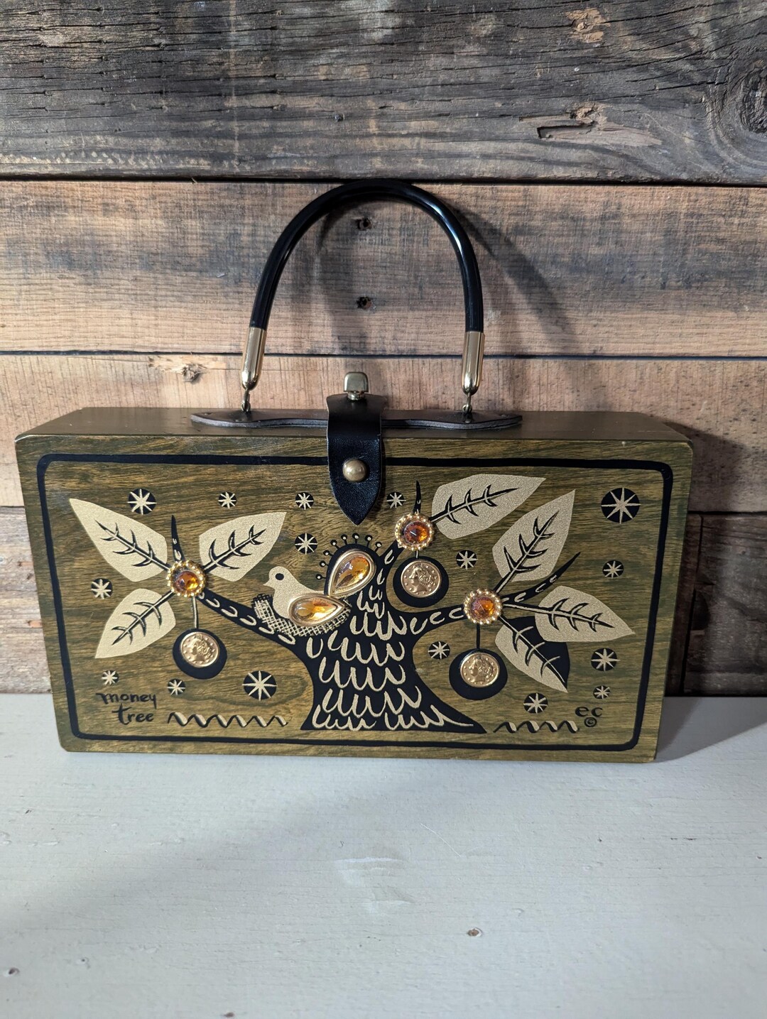 Vintage Enid Collins Box Bag 1966 Money Tree Hand Painted Box Bag Purse ...