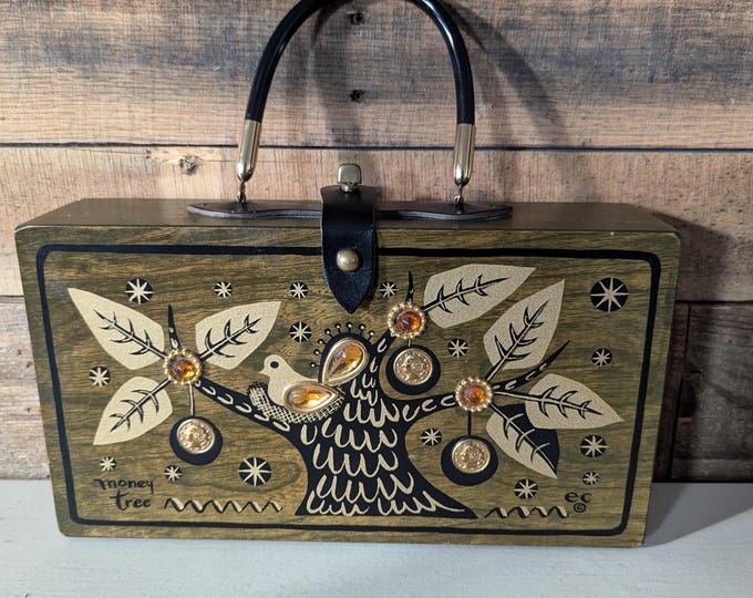 Vintage Enid Collins Box Bag 1966 Money Tree Hand Painted Box Bag Purse ...
