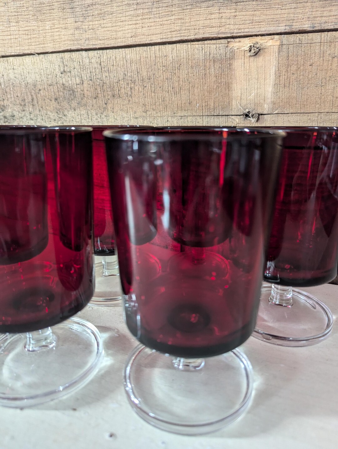 Vintage Luminarc Ruby Red Glasses 8oz Set of Eight - Etsy