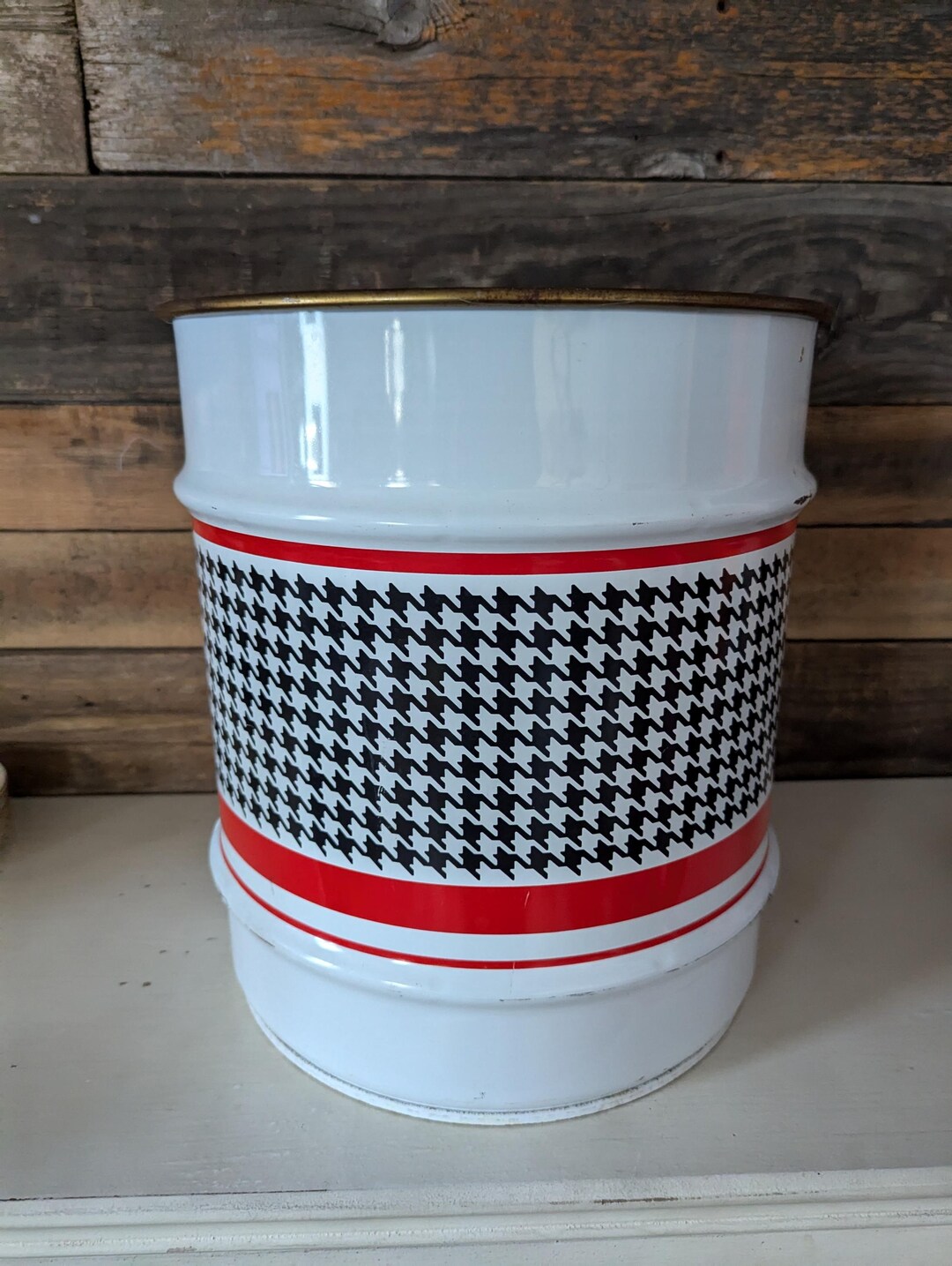 Large Vintage Tin Container No Lid Vintage Storage Tin Can Wastebasket ...