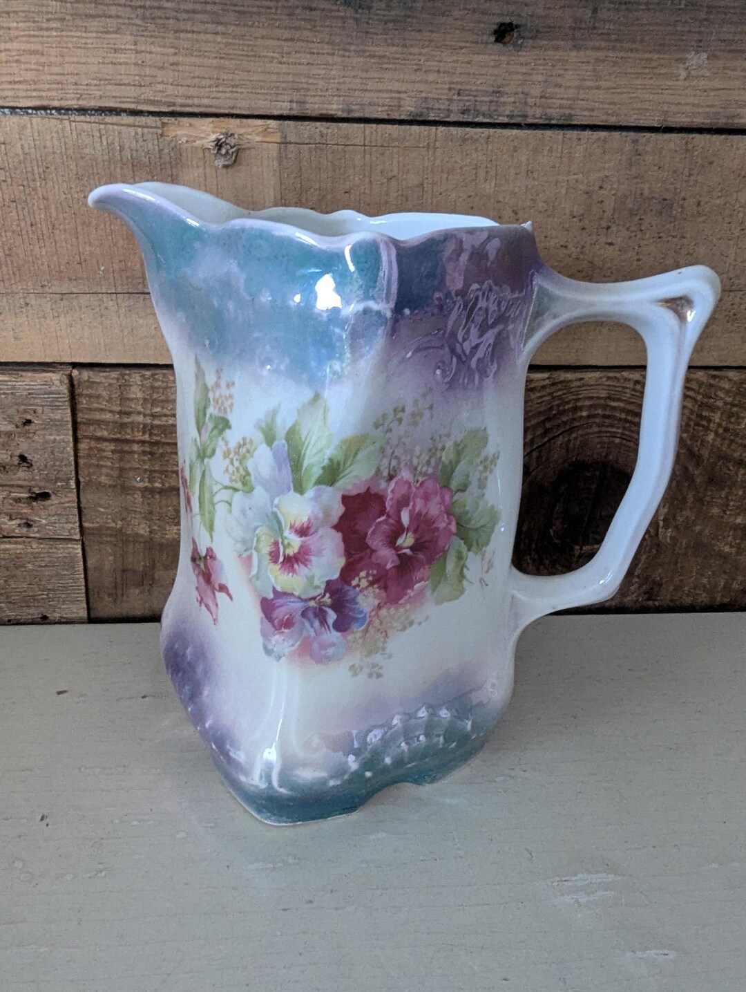 Vintage Diamond Shape Victorian Pitcher Floral Decor - Etsy