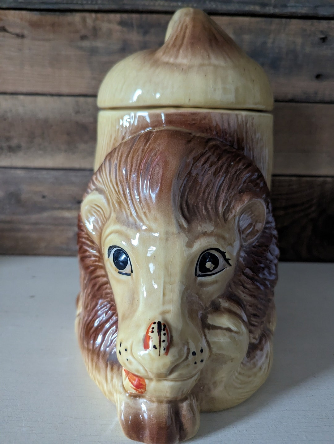 Lion Cookie Jar 1950 Vintage Ceramic Crouching Lion Cookie Jar - Etsy