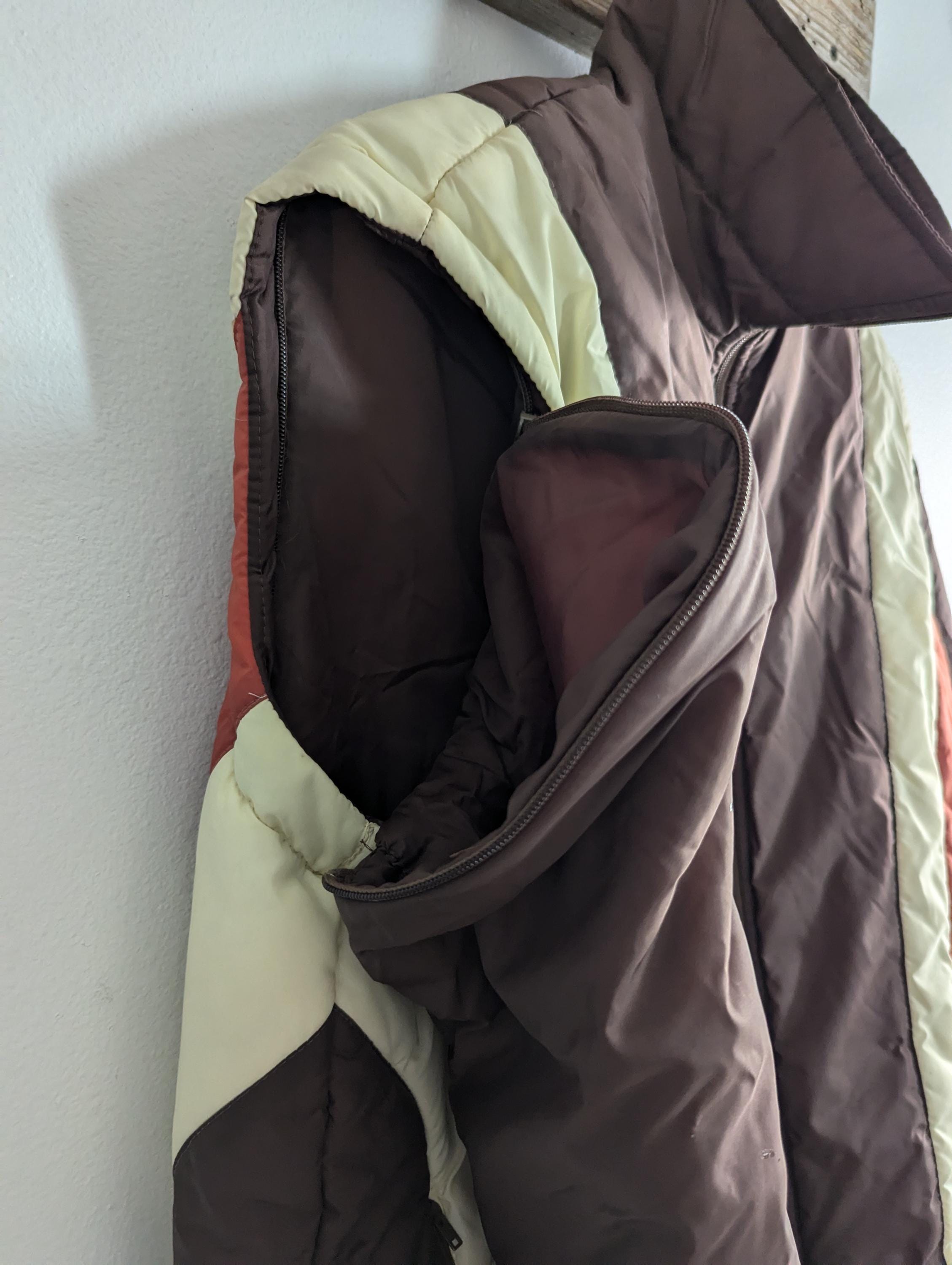 Vintage Vanderbilt Ski Jacket Brown Cream Rust Convertible Coat Zipper ...