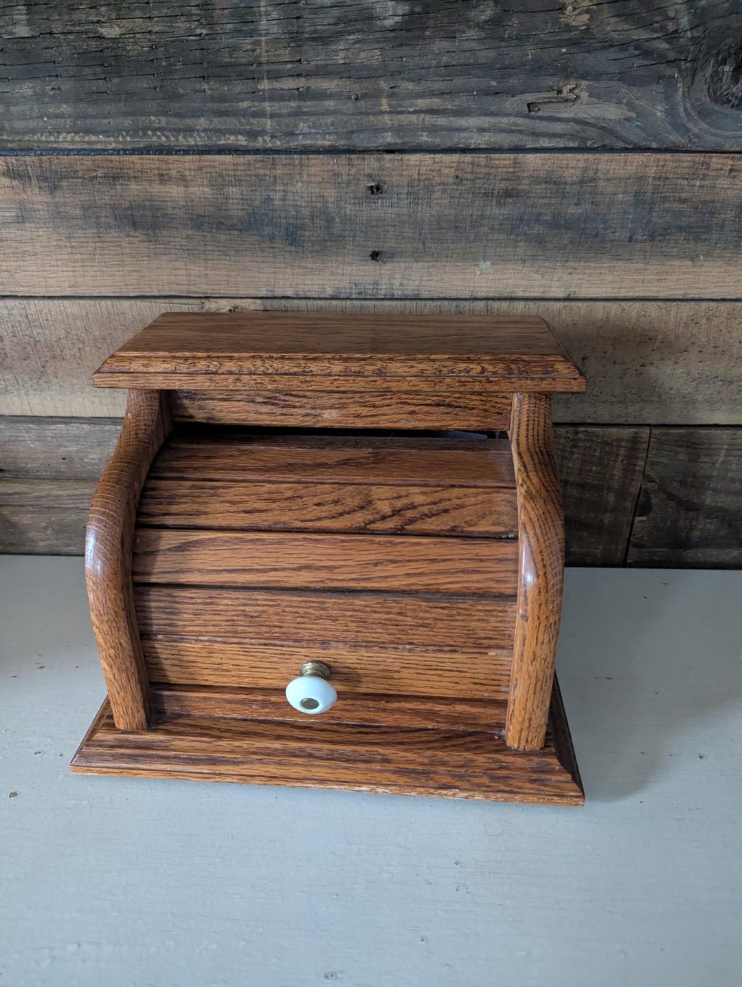 Vintage Roll Top Recipe Box Handmade Solid Oak Storage Box - Etsy