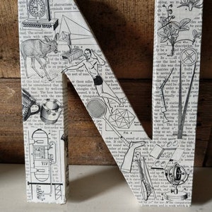 Wooden Letter Decor Vintage Paper Decoupage Collage - Etsy
