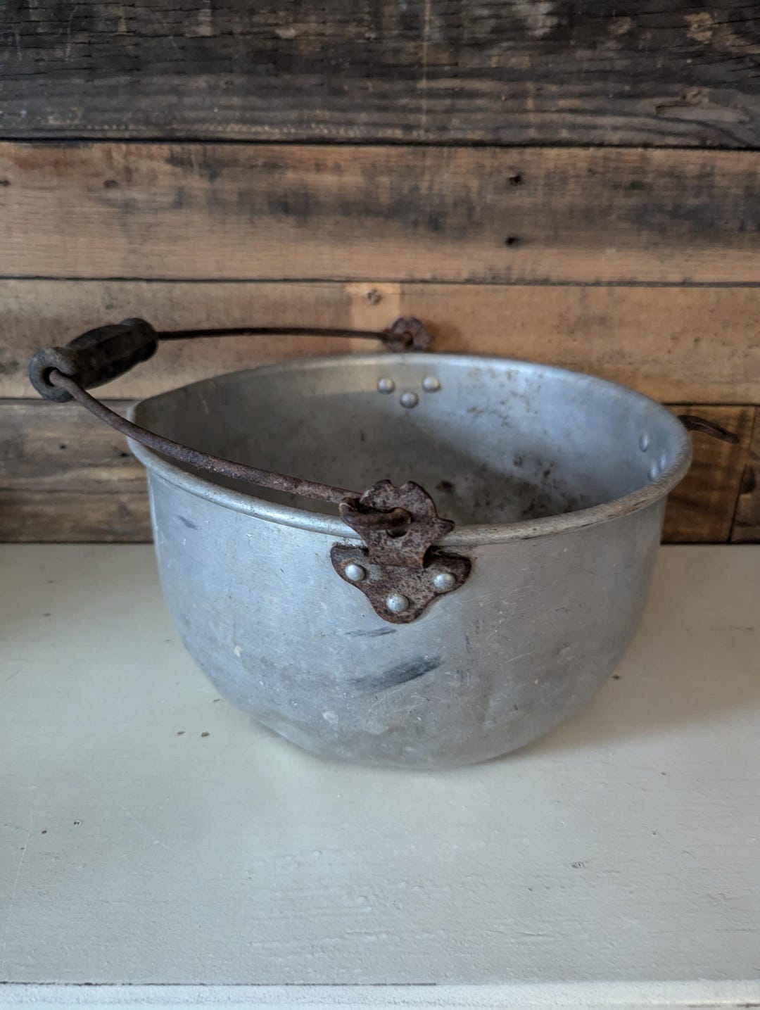 Vintage Metal Pot With Handle Outdoor Planter Garden Decor - Etsy